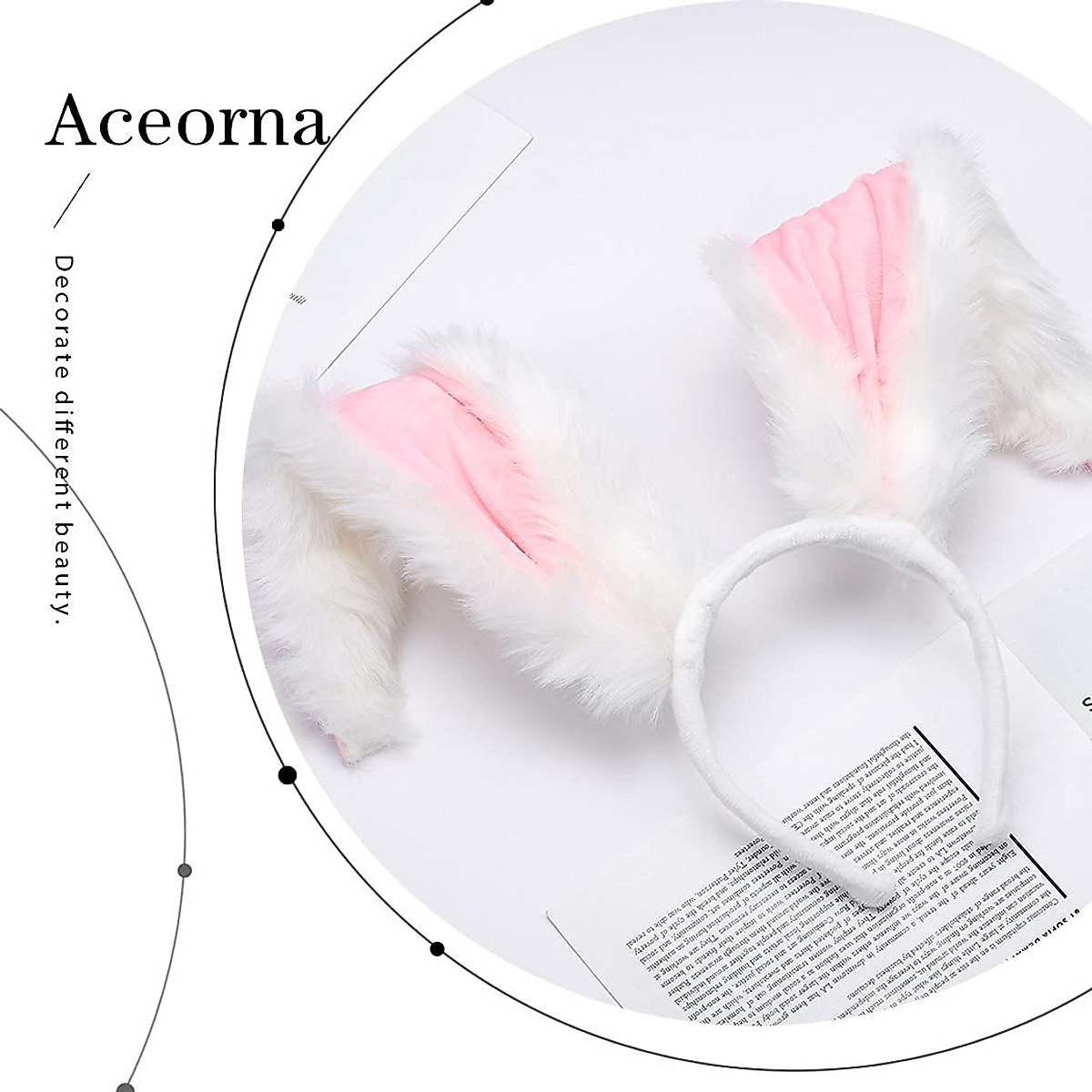 Bunny Ears Headbands Furry Rabbit Ear Headband Party Prom Cosplay Headwear Costume Hair Accessories for Women (White)