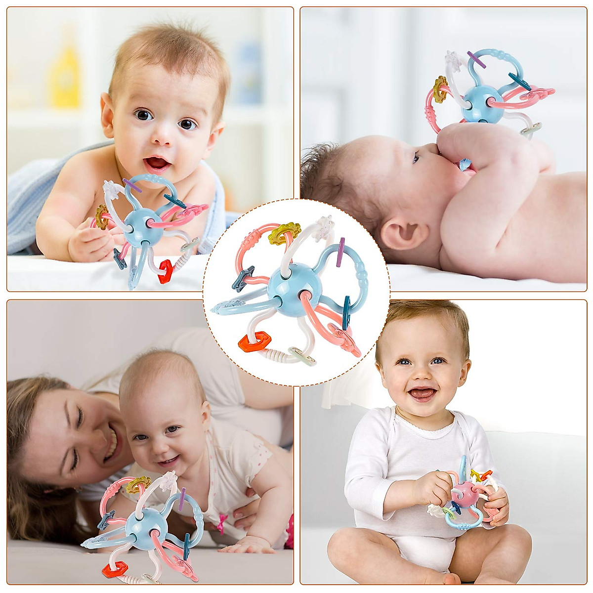 Baby Teething Toys for Babies 0-6 Months, 6-12 Months, ANGELBLISS Baby Rattle & Sensory Teether Toys for Infant Newborn Baby, Perfect Baby Gift.