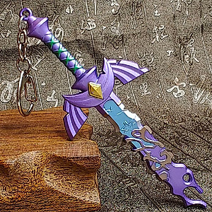 MEETCUTE Decayed MasterSword Keychain Latest,Cool Sword Key Ring for Men and Women Legend of Zeld the Tears Kingdom MasterSword Key chain Cosplay Accessories - Purple