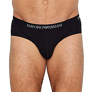 Emporio Armani Men's Cotton Briefs, 3-Pack, New Black, Medium