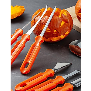WmcyWell Pumpkin Carving Kit Tools Halloween Pumpkin Decorating Kit Stainless Steel Sculpting Knife for Halloween Decoration Jack-O-Lanterns Gift for Halloween Orange 7pcs