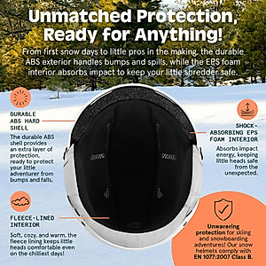 Retrospec Comstock Youth Ski & Snowboard Helmet for Kids - Durable ABS Shell, Protective EPS Foam & Cooling Vents - Adjustable Fit for Boys & Girls - Matte White, 48-51cm X-Small