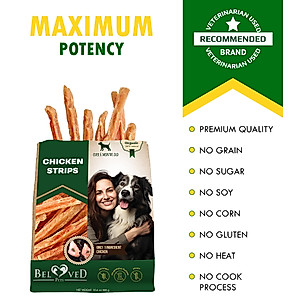 Beloved Pets Chicken Jerky Strips Dog Treats - Human Grade Meat Sticks - Natural Pet Dried Snacks Rawhide - Free - Long Lasting Chews for Large & Small Dogs - Best for Training & Healthy Teeth
