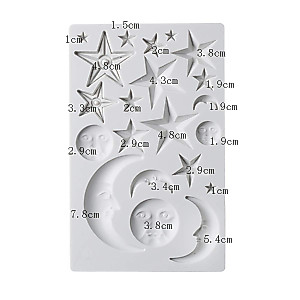 Moon Stars Sun Face Silicone Fondant Mold Chocolate Candy Gumpaste Sugarcraft Tool Cake Decorating Tools Epoxy Resin DIY Polymer Clay Silicone Mold