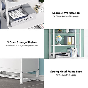 Tribesigns 2 Drawer Vertical File Cabinet with Lock & Bookshelf, Letter Size Large Modern Filing Cabinet Printer Stand with Open Storage Shelves for Home Office, White