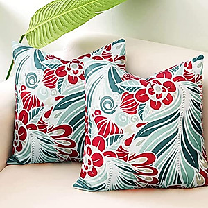 Pyonic Outdoor Waterproof Throw Pillow Covers 18x18 Set of 2,Green Decorative Pillow Covers for Patio Garden Living Room Couch,Green