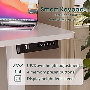 Shahoo Electric Standing Desk 48 Inch, Ergonomic Height Adjustable Table with T-Shaped Metal Bracket Modern Computer Workstations for Home Office, White, 48 x 24 Inches