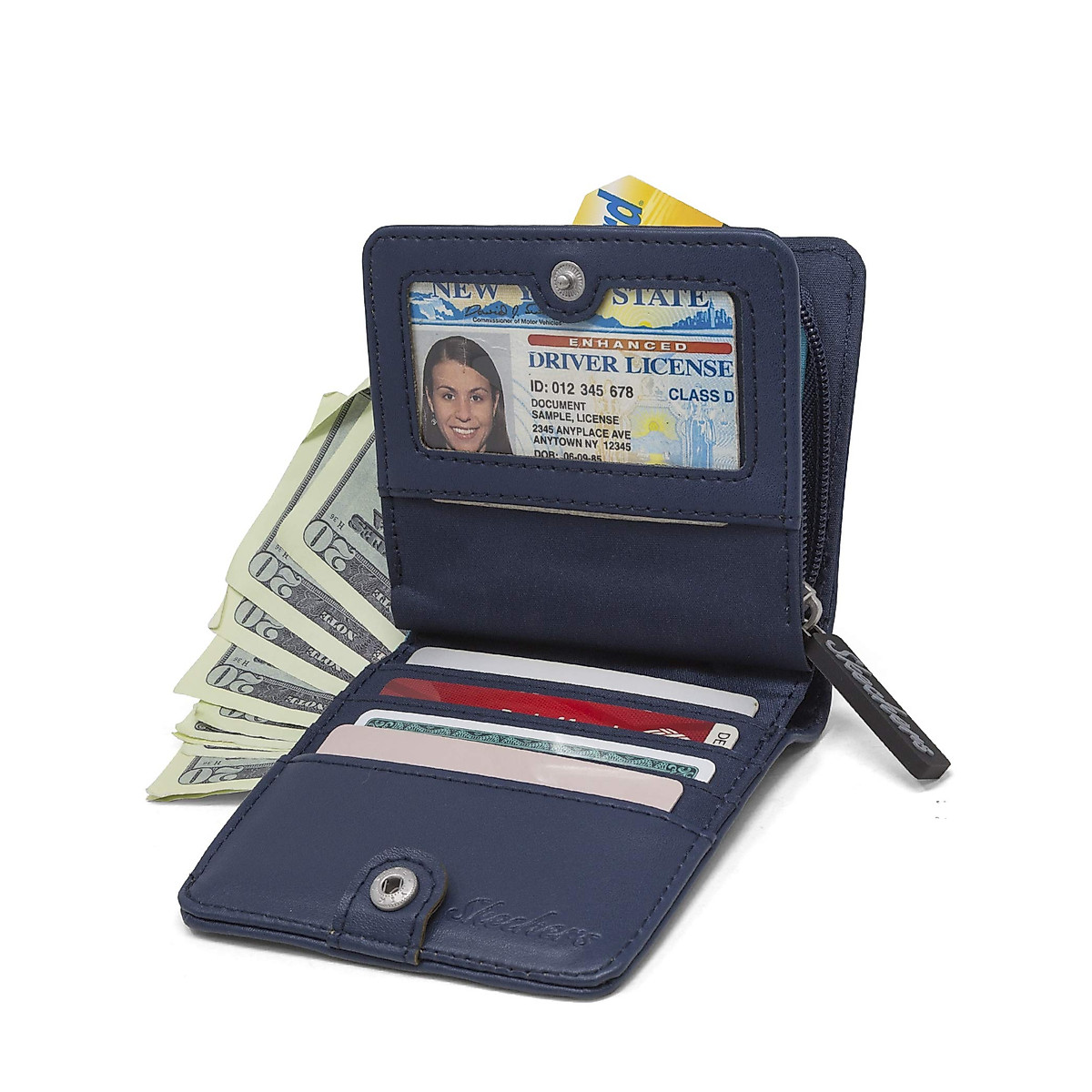 Skechers Women's RFID Blocking Small Wallet with Coin Pocket Travel Accessory-Bi-Fold, Aqua, One Size