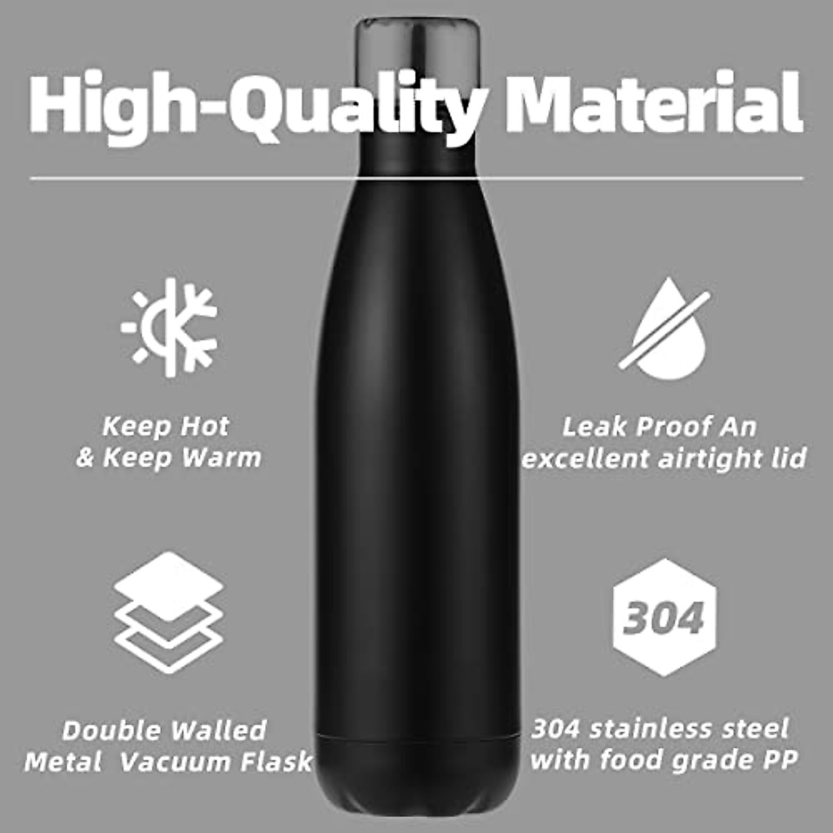 Olerd 17oz Smart Coffee Thermoses, Insulated Stainless Steel Water Bottle with LCD Touch Screen, Keep Hot Or Cold, Car Portable Travel Tea Coffee Vacuum Cup, Great for Travel, Picnic& Camping(Black)