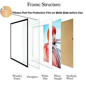 Black 12x16 Wood Picture Frame Diamond Painting Frames 30x40cm Display Pictures 10x14 in/ 25x35cm with Mat or 12x16in / 30x40 cm Without Mat 12 x 16 Frame for Diamond Art Poster Photo Wall Mounting