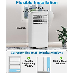 Joy Pebble Portable Air Conditioner, 10000 BTU for Room up to 450 sq. ft, Portable AC with Dehumidifier & Fan, 2 Fan Speeds, 24H Timer, Remote Control, Energy Efficiency