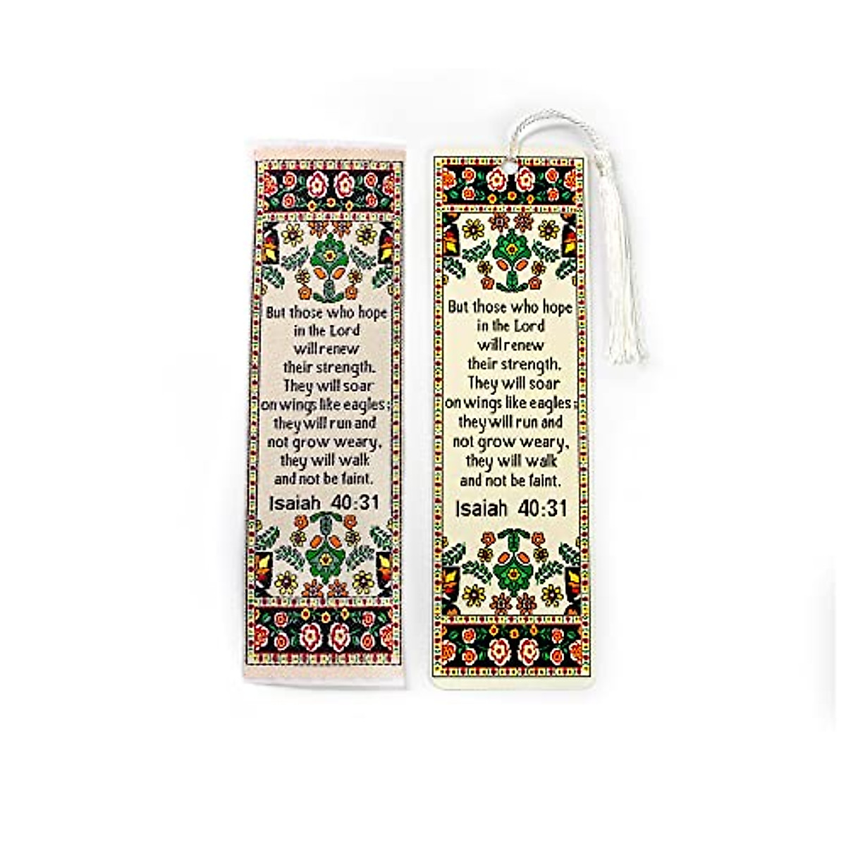 Fabric Bible Bookmark with Bonus Tassel Bookmark - Isaiah 40:31: Those Who Hope in The Lord Bible Book Markers - Christian Bookmarks for Women & Men - Religious Bookmarks - Christian Gifts for Women