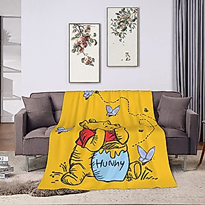 Jvolxui Cute Cartoon Bear Blanket Super Soft Flannel Blanket Luxury Warm Plush Bedding for Sofa Living Room Bedroom, Black1, S 50''x40''