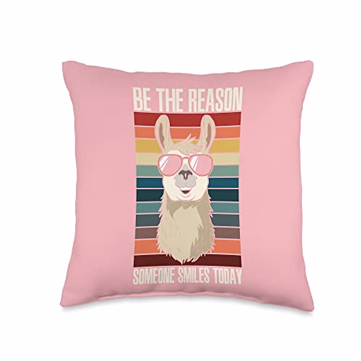 Pink Llama Stuff Be The Reason Someone Smiles Today-Llama Lama Throw Pillow, 16x16, Multicolor