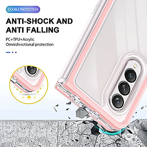 for Samsung Galaxy Z Fold 3 5G Slim Shockproof TPU Anti-Yellow Hard Premium Anti-Scratch Shockproof Acrylic Transparent Case Cover for Samsung Z Fold 3 5G Pink
