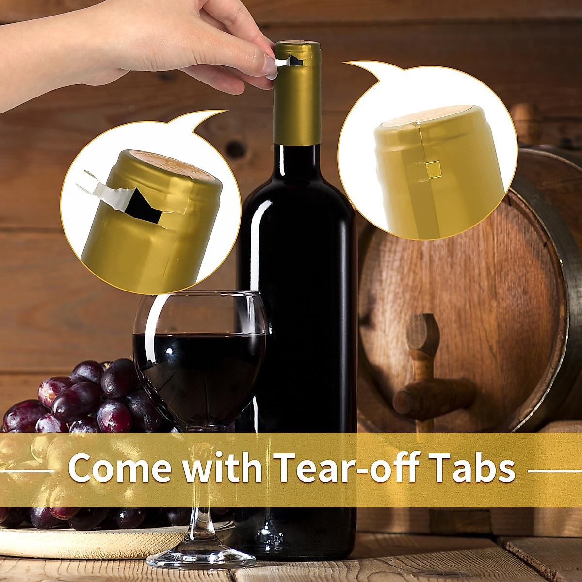 Wine Sealer for Wine Bottles - 50 pcs Wine Bottle Resealer Kit for Cruise with PVC Heat Shrink Capsules, T-Shape Wine Bottle Cork Stopper with Black Plastic Top for Making Cellars and Home Use