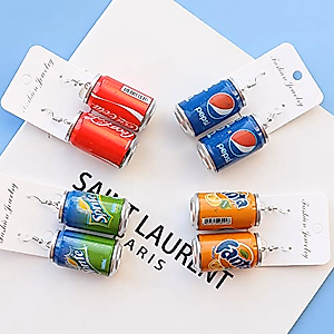 3D Mini Simulation Beer Bottle Earrings Drinks Bottle Drop Dangle Earrings Mug Can Earrings Creative Party Jewelry for Unisex-Fanta