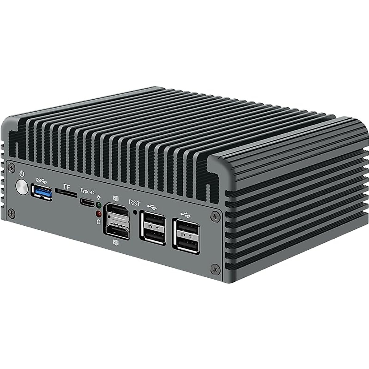 CWWK Fanless Mini PC Intel N Series-N100(4C/4T up to 3.4GHz) Low Power Processor, DDR5, 6x2.5GbE Intel I226V, 4K Display Outputs,M.2 NVMe, SATA3.0, 5 USB Ports, Firewall Router (N100-6L Barebone)