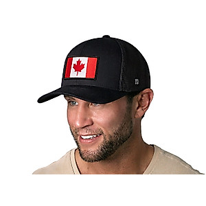 HAKA Canada Hat – Canadian Flag Trucker Hat Baseball Cap Snapback Golf Hat (Black)