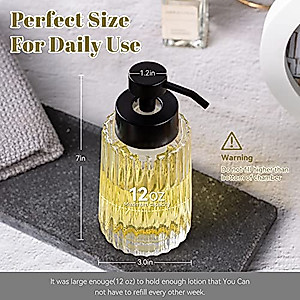 Easy Tang Glass Foaming Soap Dispenser with Black Pump, 12 OZ Vintage-Inspired Modern Glass Refillable Bottle for Bathroom Vanity Countertop and Kitchen