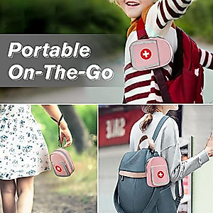 SITHON Insulated Medicine Carrying Case Bag - Small Travel Medication Organizer Emergency Medical Pouch Holds Auvi Q, Nasal Spray, Allergy Meds, Asthma Inhaler Case for Small EpiPens, Pink