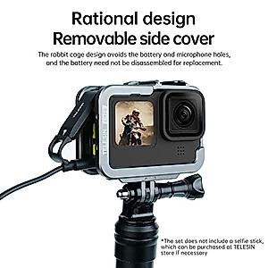 TELESIN Aluminum Cage Protective Case Frame Housing for GoPro Hero 11 10 9 Black, Fits Go Pro with ND CPL Lens Filter Max Lens on Camera, with Cold Shoe Connect to Video Light Microphone