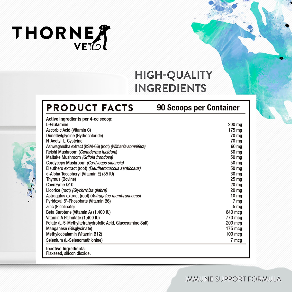 ThorneVET Immune Support Formula Powder – Immune Support for Dogs & Cats, 90 Scoops