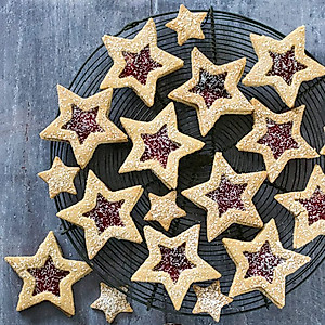 Antallcky Star Cookie Cutter Set-5 pcs Stainless Steel Five-pointed Star Biscuit Molds Fondant Cake Cookie Cutter Set Pastry Mold-for 3d Christmas Tree/Linzer Cookies