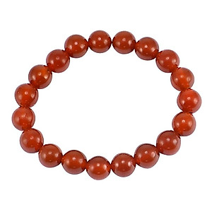 LKBEADS Natural Natural Carnelian 10mm rondelle smooth 7inch Semi-Precious Gemstones Beaded Bracelets for Men Women Healing Crystal Stretch Beaded Bracelet Unisex