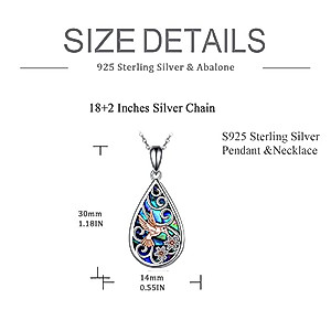 POPLYKE Sterling Silver Hummingbird Necklace Teardrop Necklace Abalone Jewelry Hummingbird Gifts for Women Birthday