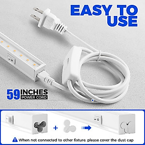 Barrina Grow Light for Indoor Plants, Full Spectrum Sunlight, 1ft Grow Lamp, LED Grow Light Bulbs, T5 Grow Light Strip, Plug and Play, Pinkish White, 4-Pack