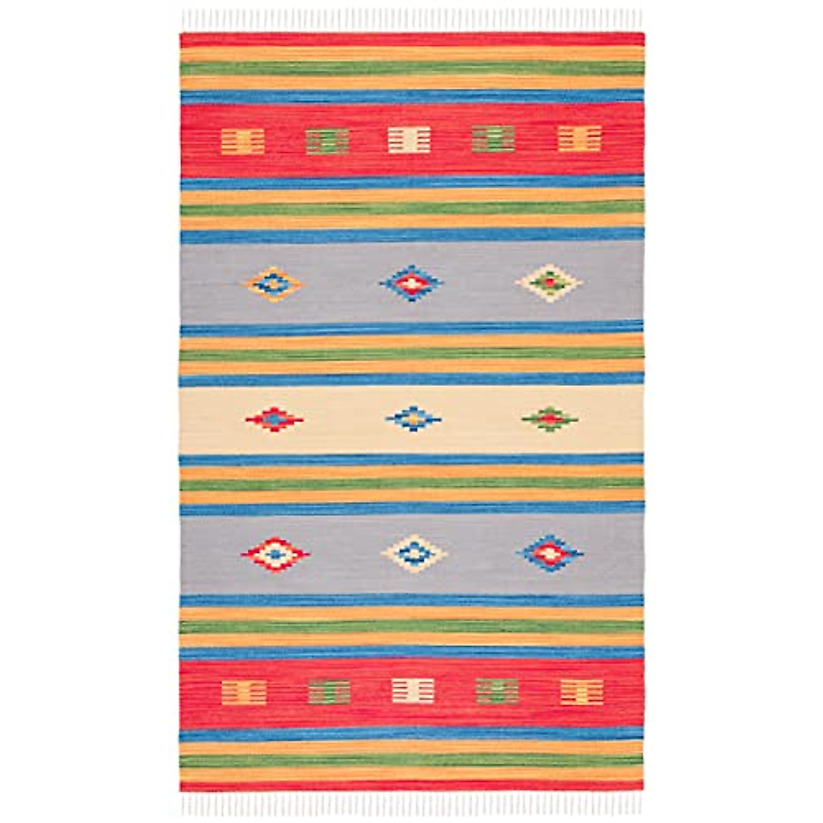 SAFAVIEH Montauk Collection 5' x 8' Blue/Red MTK555M Handmade Boho Cotton Living Room Dining Bedroom Area Rug