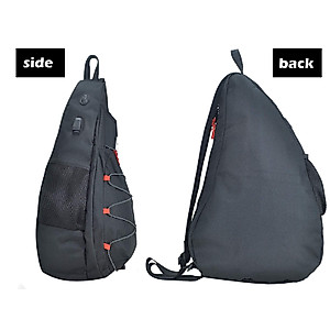 d'yallee Tennis Bag for Men Women, Racquetball Pickleball Paddle Squash Sling Bags Crossbody Sports Backpack Adult with USB Charge Port (Black)