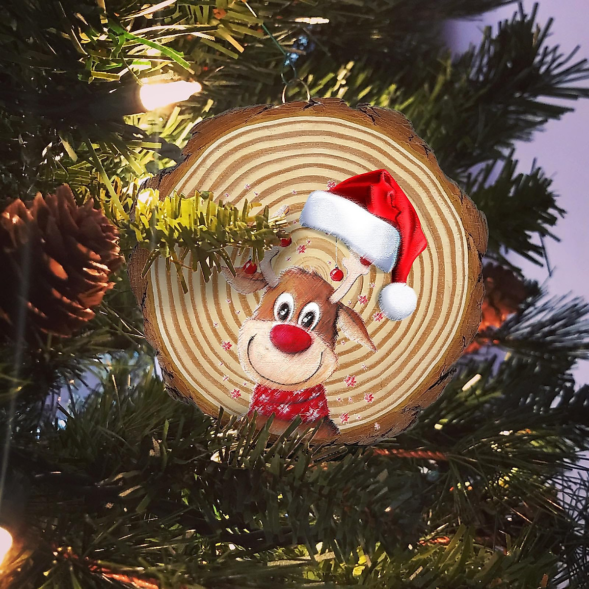 DSYIL 6 Pack Unfinished Wood Slices Large, 6.3-7 Inch Round Wood Circles with Tree Bark,Christmas Ornaments Wood Pieces for Crafts Rustic Wedding Centerpieces Decoration