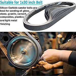 Sackorange 24 Pack 1 x 30 Inch High Performance Silicon Carbide Sanding Belts - 4 Pcs Each of 120 240 400 600 800 and 1000 Grits Premium Knife Sharpening Sanding Belts