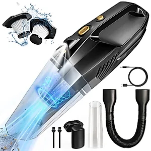 luium Handheld Vacuum Cordless, Car Vacuum Cordless Rechargeable, Wet-Dry Use Portable Hand Vacuum Cleaner with High Power 9Kpa Strong Suction, Reusable Filter and LED Light for Car, Home, Office