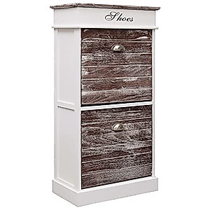 Shoe Cabinet Storage File Rack Organizer for Filing Kitchen Bathroom Toilet Pantry Corner Home Holder Shelf Outdoor Indoor Wall Garage Lock Brown 19.7"x11"x38.6" Paulownia Wood