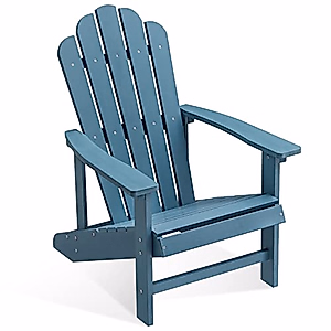EFURDEN Adirondack Chair, Polystyrene, Weather Resistant & Durable Fire Pits Chair for Lawn and Garden, 350 lbs Load Capacity with Easy Assembly (Blue, 1 pc)