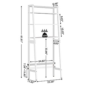 MallKing Over The Toilet Storage, Wooden 3-Tier Over-The-Toilet Rack Bathroom Space Saver Organizer, Freestanding Above Toilet with Toilet Paper Holder and Hooks (White)