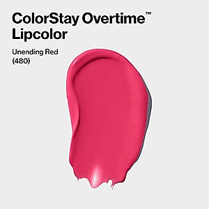Revlon Liquid Lipstick with Clear Lip Gloss, ColorStay Overtime Lipcolor, Dual Ended with Vitamin E, 480 Unending Red, 0.07 Fl Oz