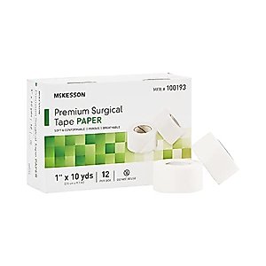 McKesson Premium Surgical Tape, Non-Sterile, Paper, Breathable, 1 in x 10 yd, 12 Count