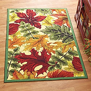 Collections Etc Colorful Autumn Leaves Rug, Skid Resistant, 48" X 72"