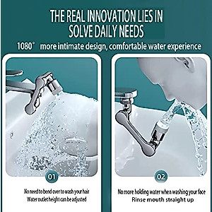 Faucet Aerator,1080° Rotating Extender Aerator, Durable Splash Proof Faucet Extender