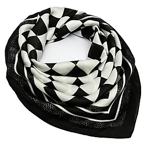 NaSoPerfect 27 inch Silk Feeling Scarf Square Hair Scarf Satin Head Scarf Fashion Checkerboard Print Neck Scarfs for Women Black and White