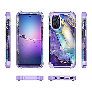Rancase Compatible with Moto G Stylus 2022 5G/4G Case,Three Layer Heavy Duty Shockproof Protection Hard Plastic Bumper +Soft Silicone Rubber Protective Case for Motorola G Stylus 2022,Purple