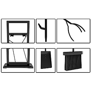 Fire Beauty Fireplace Tools, 5 Pieces Fireside Accessories Fire Kit Set, Stand Woodstove Tools Holder Wrought Iron Handle Indoor Fireset Stand (30.5 Inches)