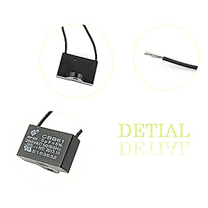 CBB61 5UF 250VAC Ceiling Fan Capacitor for New Tech 50/60HZ 2 Wire (2 pack ）