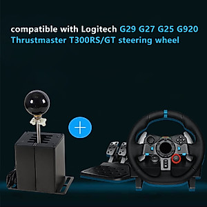 Htostar Racing PC USB Simulator Racing Shifter Compatible with G29 G27 G25 G920 T300RS/GT Steering Wheel Sequential H Gear Shifter Compatible with ATS ETS Dust WRC Sim Racing Games 7+R Black