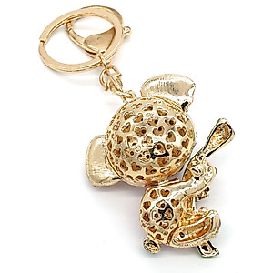 Cooplay Cute Lovely Koala Bear Animal Diamond Crystal Rhinestone Gold Crystal Keychain Charm Pendent Beautiful Accessories the Best Gift for Girl Women Purse Handbag Bag Keyrings (Purple)