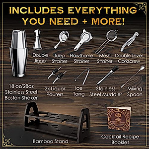 Mixology Bartender Kit - Complete 14 Piece Cocktail Shaker Set and Bar Kit Bar Accessories for The Home Bar Set and Bar Tools Bar Cart Accessories, Bar Cocktail Shaker Set Bartender Tools